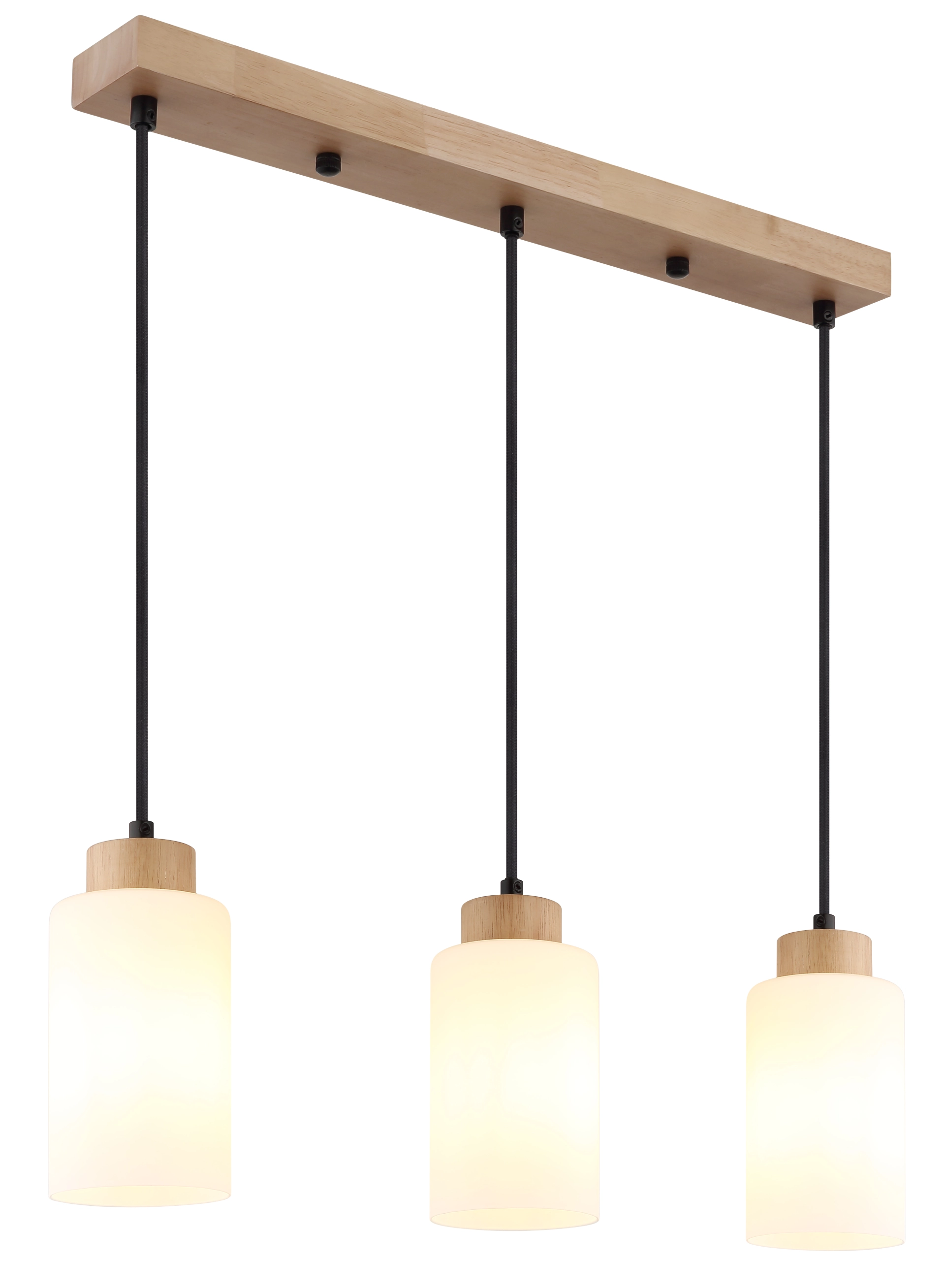 ROWENA pendant lamp - wood brown - glass opal matt - 15977-3H