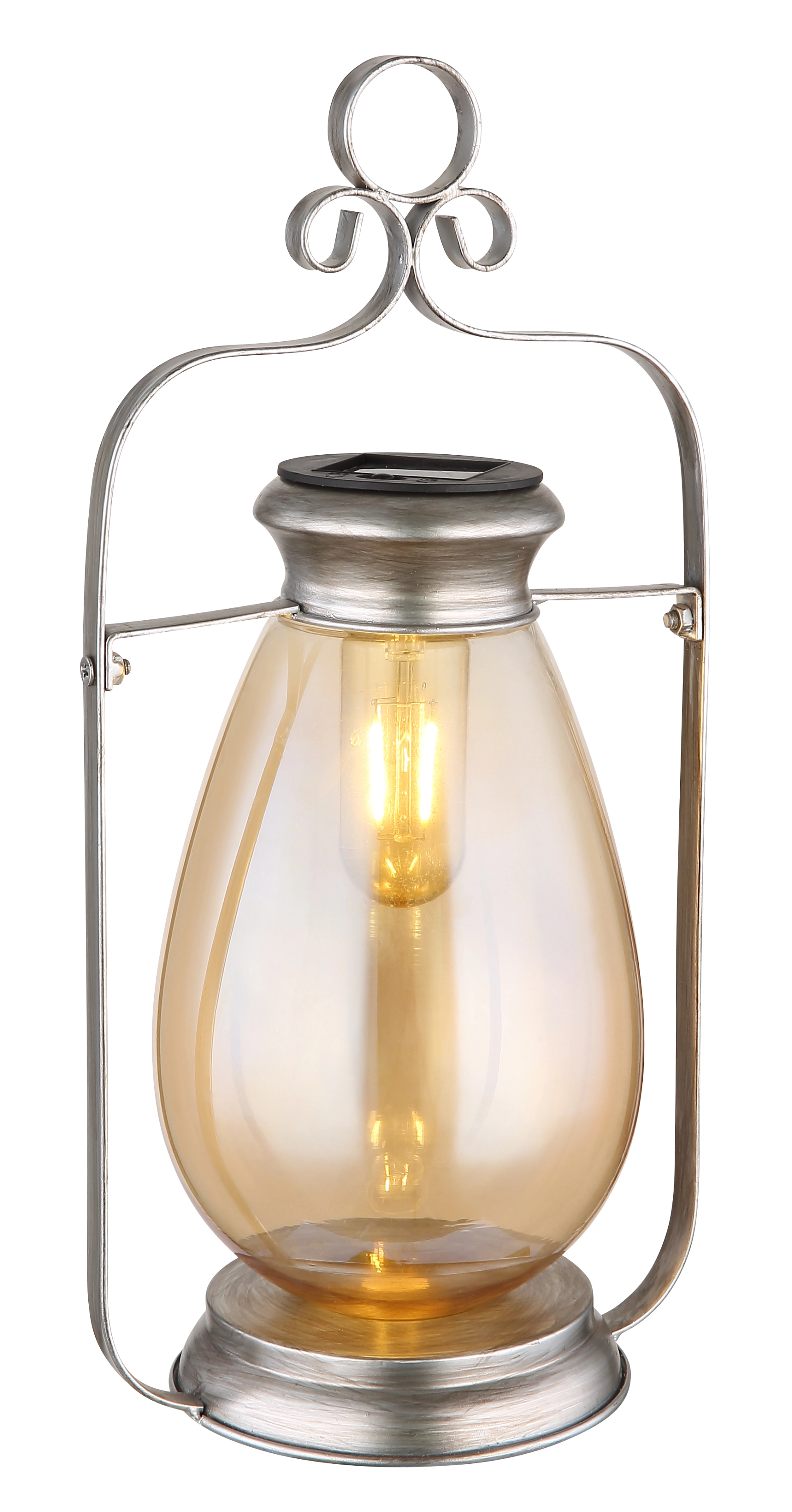 Solar light metal silver colored antique, LED - 36647